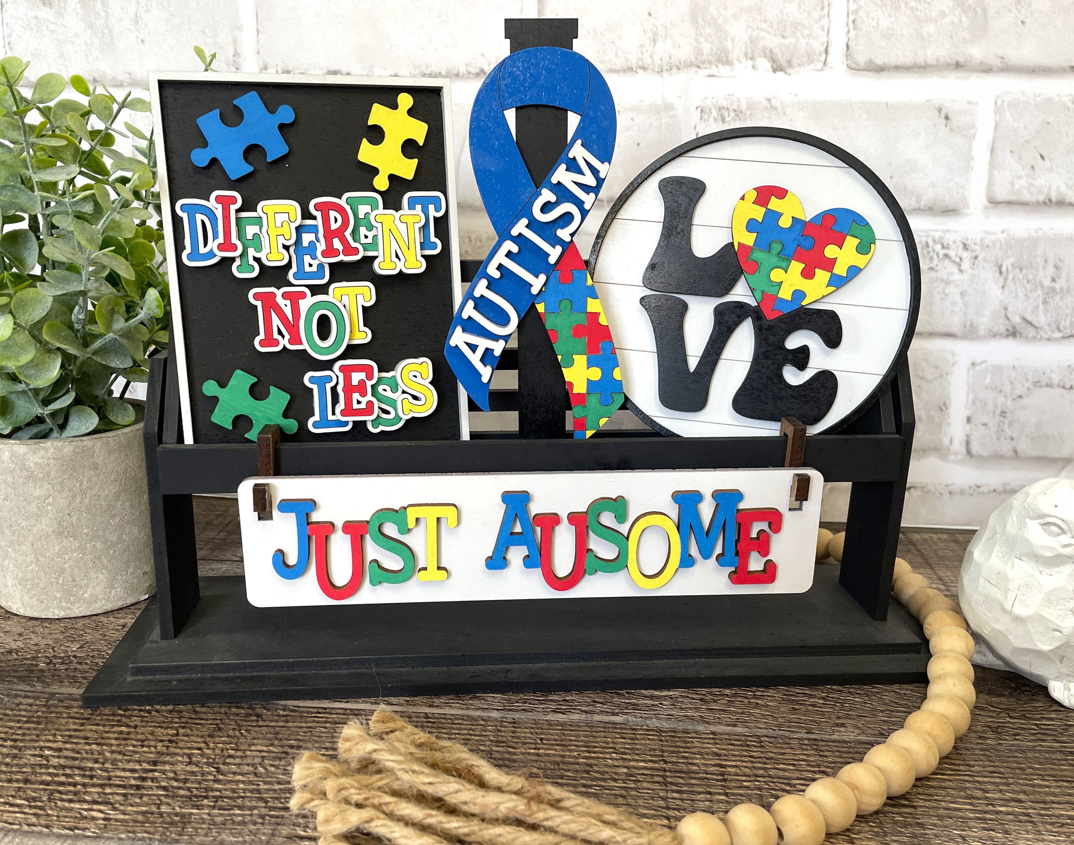 Interchangeable Autism Awareness Wagon/Shelf Sitter – I Create