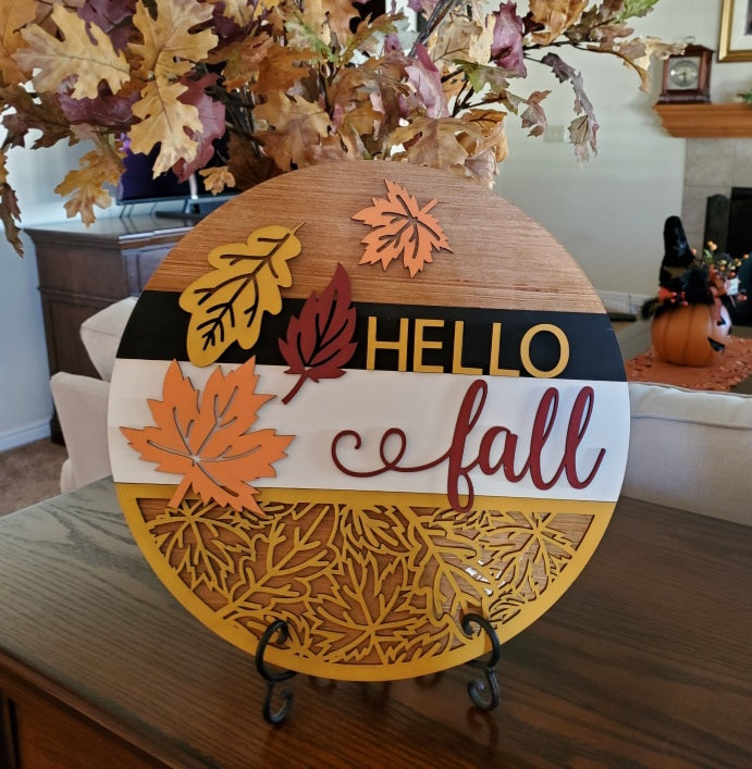 DIY 14" Hello Fall Leaves Sign – I Create